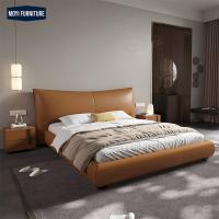China Italian Minimalist Leather Bed with Plywood Panel Construction - King Size 180x200cm & Queen Size 150x200cm - Custom Sizes Available for sale