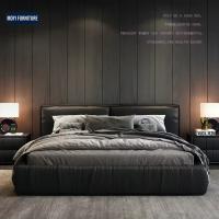 China Custom Modern Fabric Upholstered Wood Bed Frame - King 76x80 & Queen 60x80 Sizes with Complete Bedroom Sets for sale