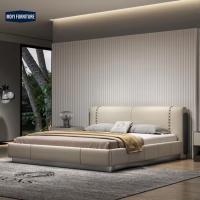 China Italian Style Wooden Frame King Size Upholstered Bed with Foam Padding - 76