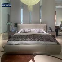 China Italian Style Wooden Frame King Size Upholstered Bed with Foam Padding - 76