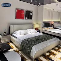 China Italian Style Wooden Frame King Size Upholstered Bed with Foam Padding - 76