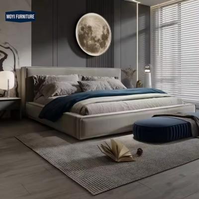 China Modern Luxury Hotel Bed Solid Wood Frame Black Gold Panel Japanese Classic Double Design Set - Foshan Fabric House for sale