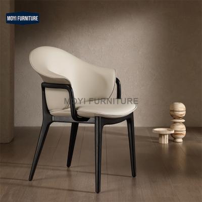 China Dining Room Set Solid Wood Chair Leather Upholstery Balcony Hotel Restaurant Dining Chair Simple Retro Wooden Cafe Chair Designer for sale