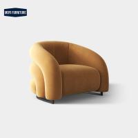 China MOYI Fabric Sofa - Nordic Velvet Armchair with High-Density Foam Cushioning and Solid Wood Frame for sale