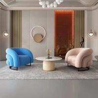 China MOYI Fabric Sofa - Nordic Velvet Armchair with High-Density Foam Cushioning and Solid Wood Frame for sale