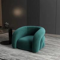 China MOYI Fabric Sofa - Nordic Velvet Armchair with High-Density Foam Cushioning and Solid Wood Frame for sale