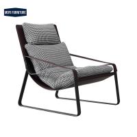 China Nordic Style Metal Coffee Chair with Linen Cloth Seat - Single Drawing Room Furniture - 18 Inch Seat Height for sale