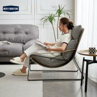 China Nordic Style Metal Coffee Chair with Linen Cloth Seat - Single Drawing Room Furniture - 18 Inch Seat Height for sale
