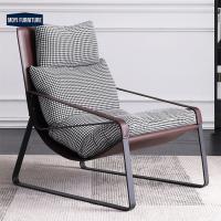 China Nordic Style Metal Coffee Chair with Linen Cloth Seat - Single Drawing Room Furniture - 18 Inch Seat Height for sale