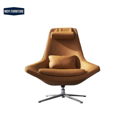 China Nordic Single Sofa Chair with 360° Swivel Base - Leather Wood Metal Modern Design for Living Room and Bedroom for sale