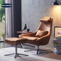 China Nordic Single Sofa Chair with 360° Swivel Base - Leather Wood Metal Modern Design for Living Room and Bedroom for sale