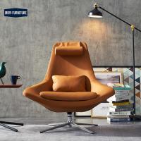 China Nordic Single Sofa Chair with 360° Swivel Base - Leather Wood Metal Modern Design for Living Room and Bedroom for sale