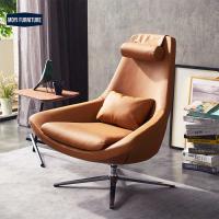 China Nordic Single Sofa Chair with 360° Swivel Base - Leather Wood Metal Modern Design for Living Room and Bedroom for sale