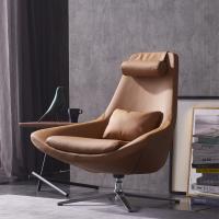 China Nordic Single Sofa Chair with 360° Swivel Base - Leather Wood Metal Modern Design for Living Room and Bedroom for sale