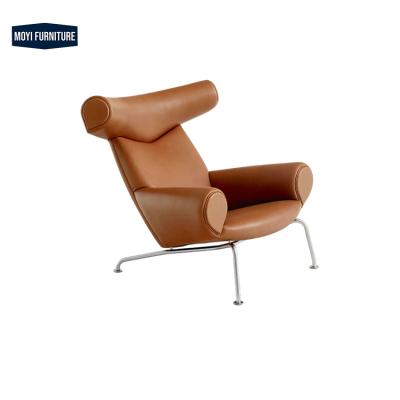 China Leather Wood Metal Designer Living Room Chair Luxury Lounge Armchair Modern Wing Back Accent Chair 32-36 Inch Height for sale
