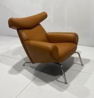 China Leather Wood Metal Designer Living Room Chair Luxury Lounge Armchair Modern Wing Back Accent Chair 32-36 Inch Height for sale
