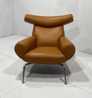 China Leather Wood Metal Designer Living Room Chair Luxury Lounge Armchair Modern Wing Back Accent Chair 32-36 Inch Height for sale