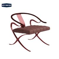 China Leather Wood and Metal Modern Luxury Arm Chair Metal Frame Nubuck Upholstery Accent Lounge Chair for Hotel Living Room for sale