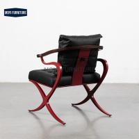 China Leather Wood and Metal Modern Luxury Arm Chair Metal Frame Nubuck Upholstery Accent Lounge Chair for Hotel Living Room for sale