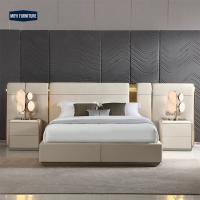 China Oak Wooden Bed Frame Modern Headboard Luxury Home Hotel Furniture Italian Bed Single Double Queen King Size Wood Bed for sale