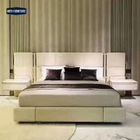 China Oak Wooden Bed Frame Modern Headboard Luxury Home Hotel Furniture Italian Bed Single Double Queen King Size Wood Bed for sale