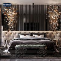 China Soft Bed Comfortable Italian Luxury Bedroom Furniture Set Full Size Bed Frame with Fancy Led Light and Marble Modern Beds for sale