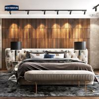 China Soft Bed Comfortable Italian Luxury Bedroom Furniture Set Full Size Bed Frame with Fancy Led Light and Marble Modern Beds for sale