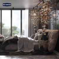 China Soft Bed Comfortable Italian Luxury Bedroom Furniture Set Full Size Bed Frame with Fancy Led Light and Marble Modern Beds for sale