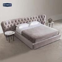 China Soft Bed Comfortable Italian Luxury Bedroom Furniture Set Full Size Bed Frame with Fancy Led Light and Marble Modern Beds for sale