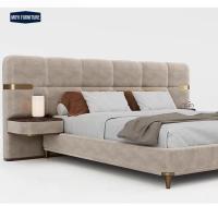 China Comfortable Metal Frame Double Queen King Size Bed Frame Modern Luxury Simple Design Home Master Bedroom Furniture for sale