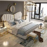 China Mail Packing King Size Upholstered Bed with Solid Wood Frame Modern Luxury Bedroom Furniture Collection for sale
