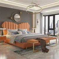 China Mail Packing King Size Upholstered Bed with Solid Wood Frame Modern Luxury Bedroom Furniture Collection for sale
