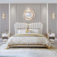 China Mail Packing King Size Upholstered Bed with Solid Wood Frame Modern Luxury Bedroom Furniture Collection for sale