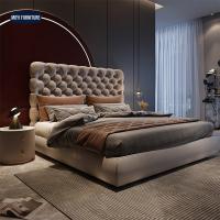 China Velvet Italian Beds Genuine Leather Royal King Queen Tufted Bed Frame Bedroom Furniture Set Featuring Mail Packing Y for sale