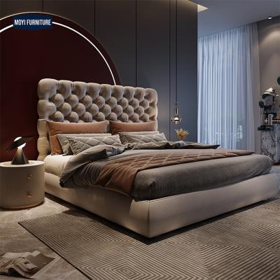 China Velvet Italian Beds Genuine Leather Royal King Queen Tufted Bed Frame Bedroom Furniture Set Featuring Mail Packing Y for sale