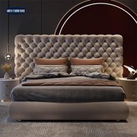 China Velvet Italian Beds Genuine Leather Royal King Queen Tufted Bed Frame Bedroom Furniture Set Featuring Mail Packing Y for sale