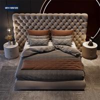 China Velvet Italian Beds Genuine Leather Royal King Queen Tufted Bed Frame Bedroom Furniture Set Featuring Mail Packing Y for sale