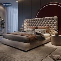 China Velvet Italian Beds Genuine Leather Royal King Queen Tufted Bed Frame Bedroom Furniture Set Featuring Mail Packing Y for sale