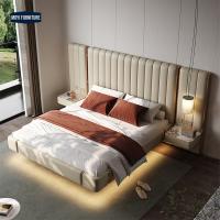 China Modern Customized Size Double King Size Italian Bedroom Furniture Set Leather Upholstery Metal Frame Suitable Hotel Home for sale