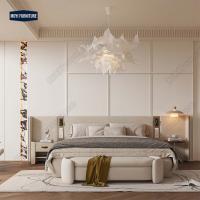 China Customize Size Modern Luxury Double Queen Bed Large Headboard Velvet Fabric Upholstered King Size Beds Power Switch Furniture for sale