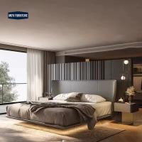China Modular king size bedroom furniture sets velvet wood luxury leather modern kingsize bed designs sophisticated look for sale