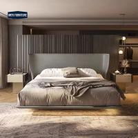 China Modular king size bedroom furniture sets velvet wood luxury leather modern kingsize bed designs sophisticated look for sale