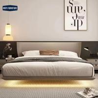 China Modular king size bedroom furniture sets velvet wood luxury leather modern kingsize bed designs sophisticated look for sale