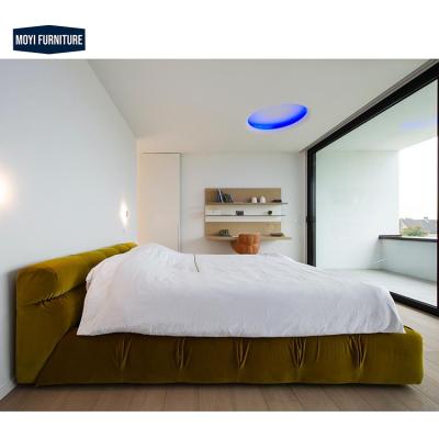 China Plywood Modern Luxury Soft Room Double Design Bed Room Set Bedroom Furniture Featuring Tatami Queen Frame Gold Velvet Bed for sale