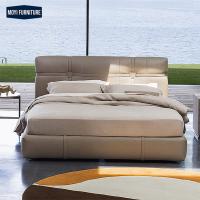 China Home Furniture Bedroom Furniture Modern Elegant Italian Design Leather Upholstered Beds King Size Bed Frame Material Sponge for sale
