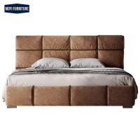 China Storage Upholstered Platform Bed Base Modern Linen Fabric Soft Bedroom Furniture Slipcovered Tatami Tuffed Low King Size for sale