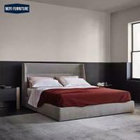China Sponge Frame Queen Size Upholstered Bed Room Set MOYI Italy Linen Soft Frame Bed Modern Bedroom Furniture Collection for sale