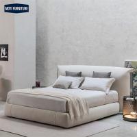 China Oak wood bedroom set Italian hotel latest designer double bed modern leather frame king size luxurious furniture design for sale