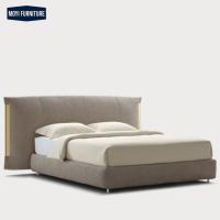 China Oak wood bedroom set Italian hotel latest designer double bed modern leather frame king size luxurious furniture design for sale