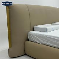 China Oak wood bedroom set Italian hotel latest designer double bed modern leather frame king size luxurious furniture design for sale